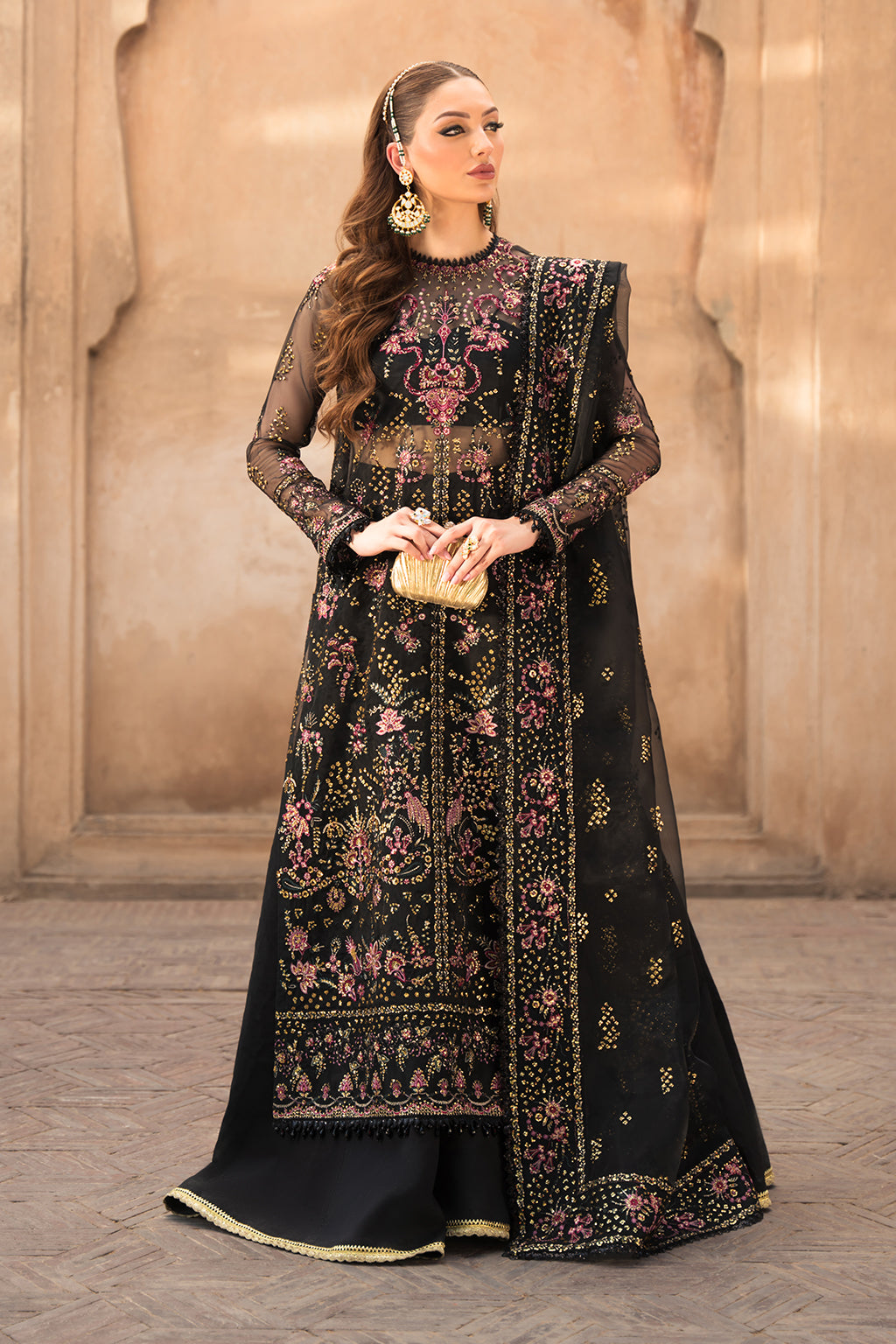 Nazneen - Black Organza Dress (Stitched & Unstitched) | Ayzel.pk