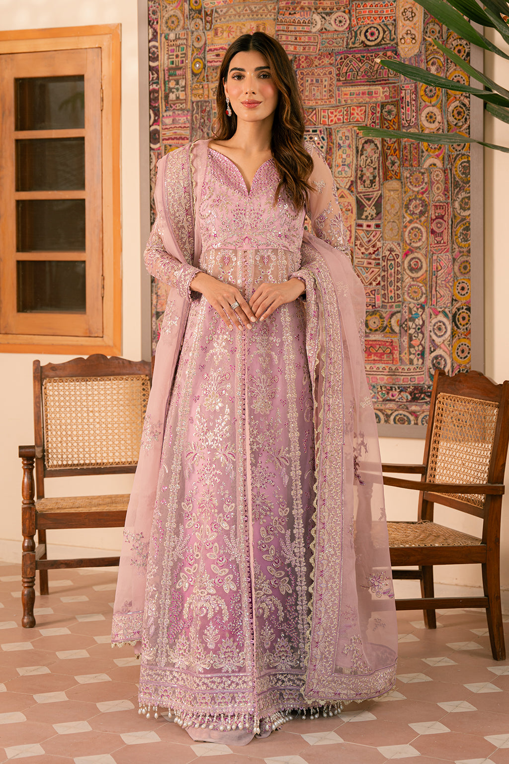 Marlene - Lilac Organza Dress (Stitched & Unstitched) | Ayzel.pk
