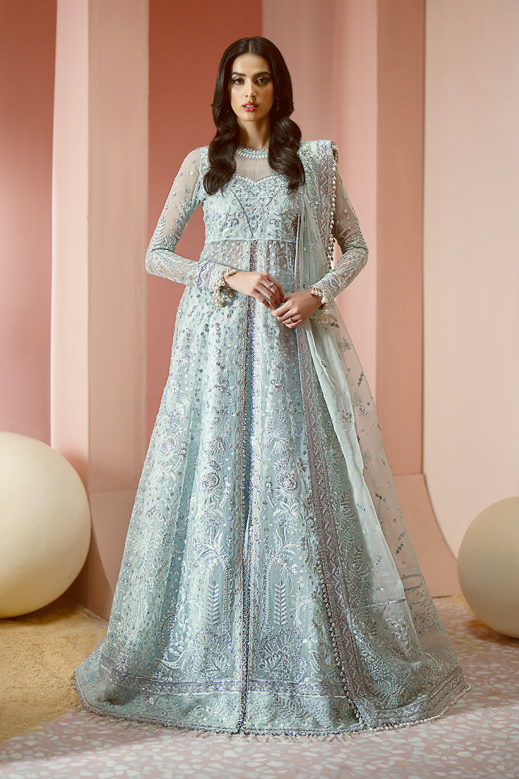 Talia - Aqua Organza Dress (Stitched & Unstitched Options) | Ayzel.pk ...